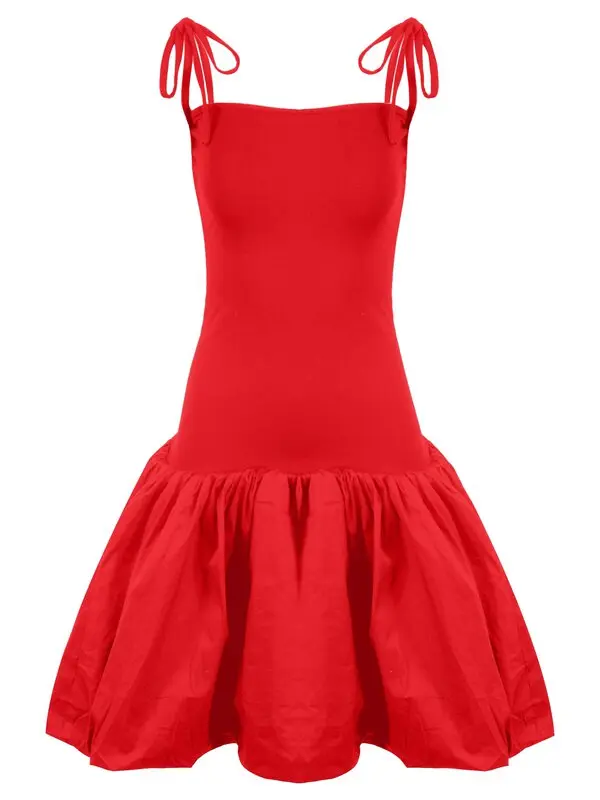 AMY LYNN Strapless Puffball Mini Dress - Red