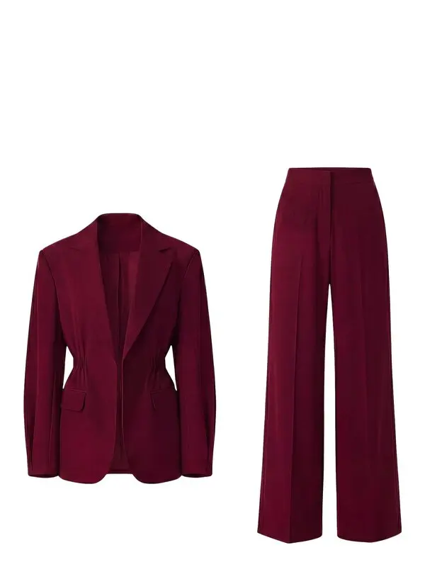 BLUZAT Blazer And Wide-leg Trouser Set - Red