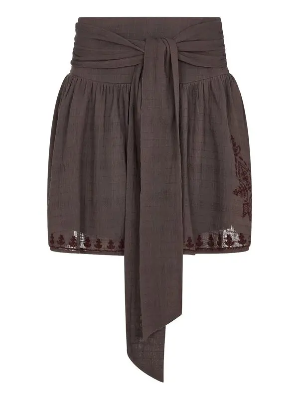 RAFFYA Julie Embroidered Mini Skirt - Grey