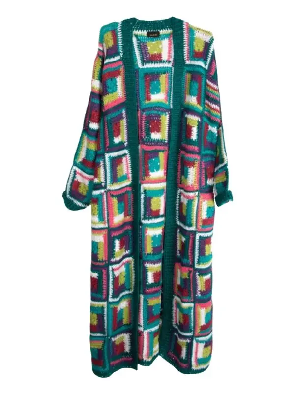 Saachi Crochet Long Cardigan Marrakesh Jacket - Green