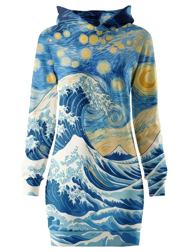 ALOHA FROM DEER Oversized Hoodie Dress - Blue