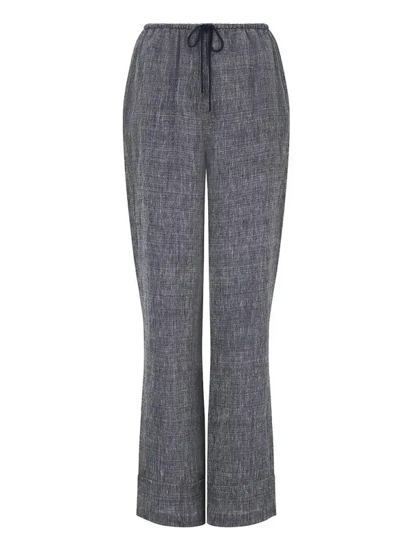 THE SUMMER EDIT Linen Drawstring Trouser - Blue