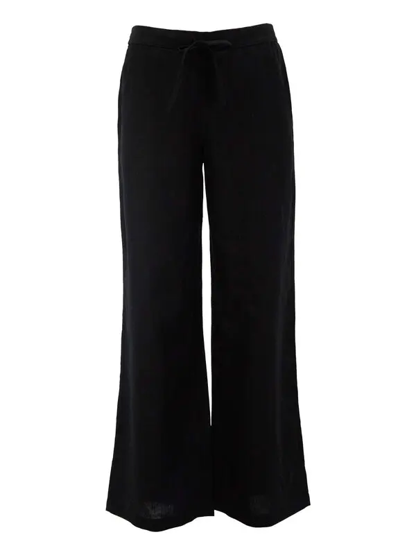 LORDS OF HARLECH Lillian Wide-leg Linen Pants - Black