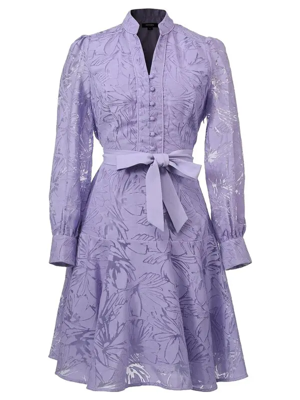 SMART AND JOY Organza Floral Lace Mini Dress - Purple