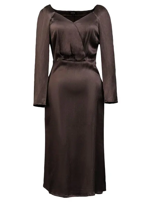 SMART AND JOY Fitted Satin Dress - Brown