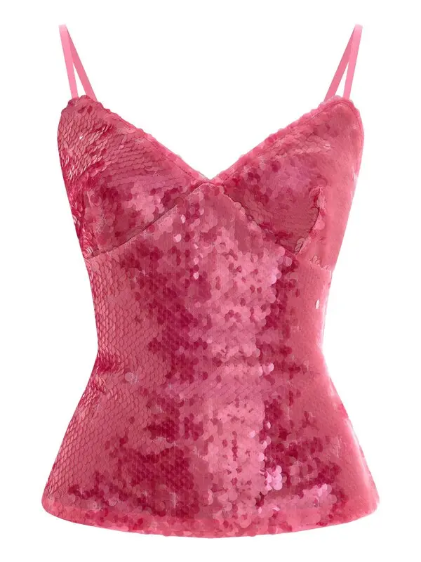 PCFG Sequin Embellished Strap Top - Pink
