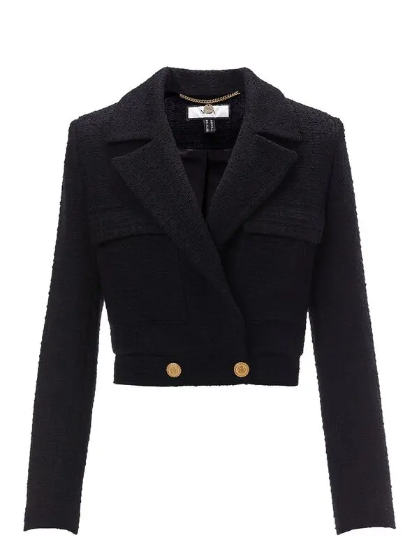 NISSA Tweed Crop Jacket - Black