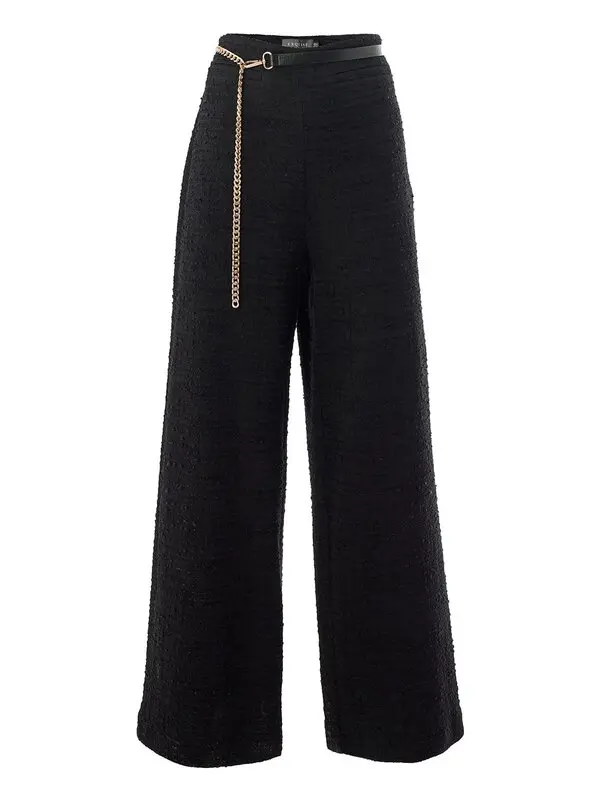 EXQUISE Regular Textured Yamileth Pants - Black