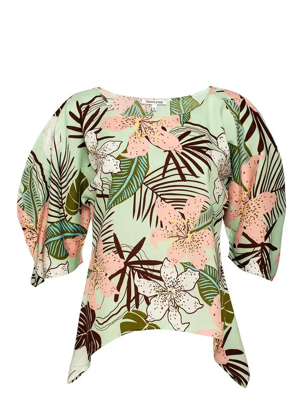 BIANCA POPP Puff Sleeve Blouse With Flaps - Green