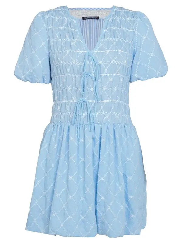 ROSE & NANCY Embroidered Mini Dress - Blue