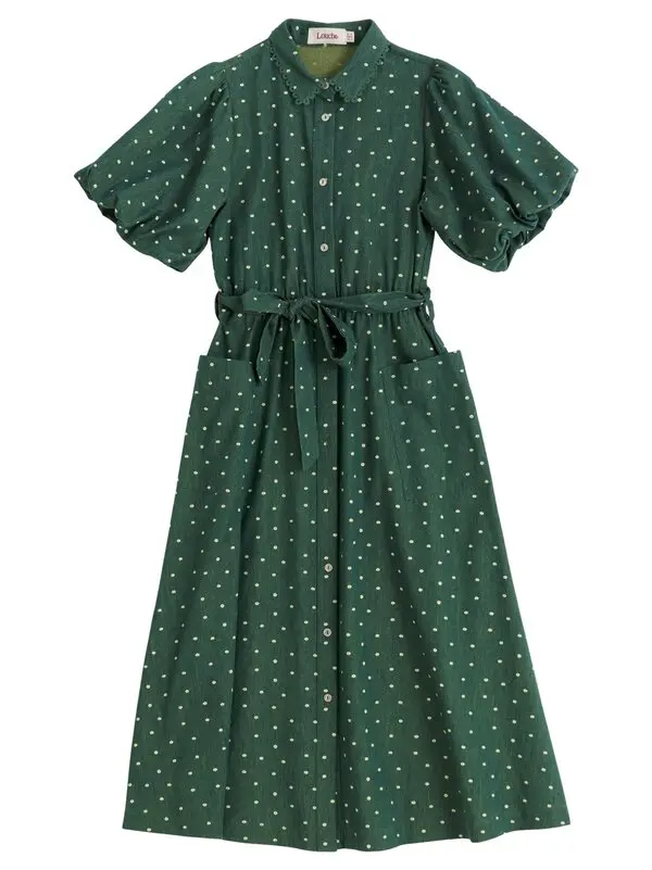 LOUCHE Floral Dot Print Shirtdress - Green