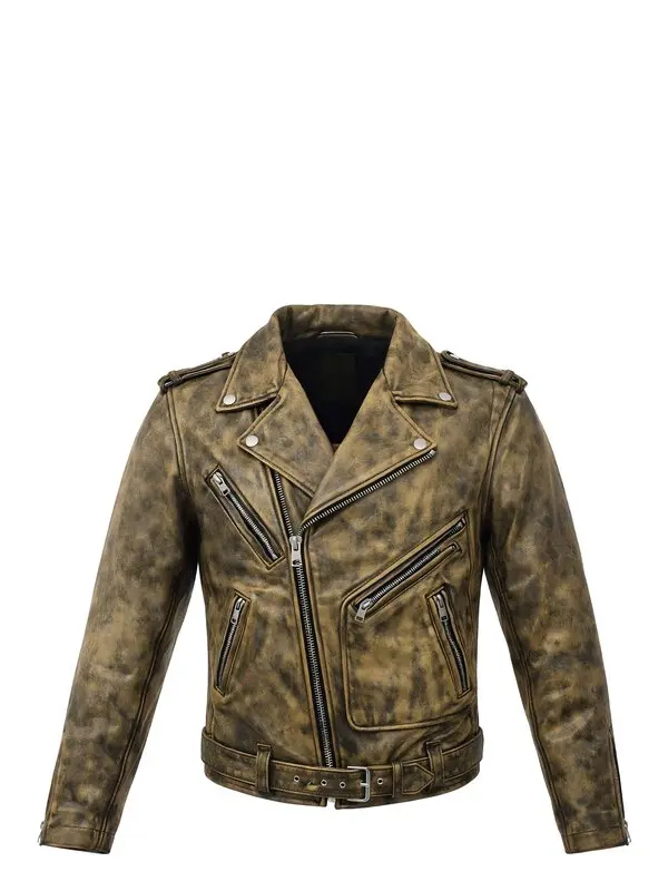 ZASTASTUDIO Biker Leather Jacket - Green