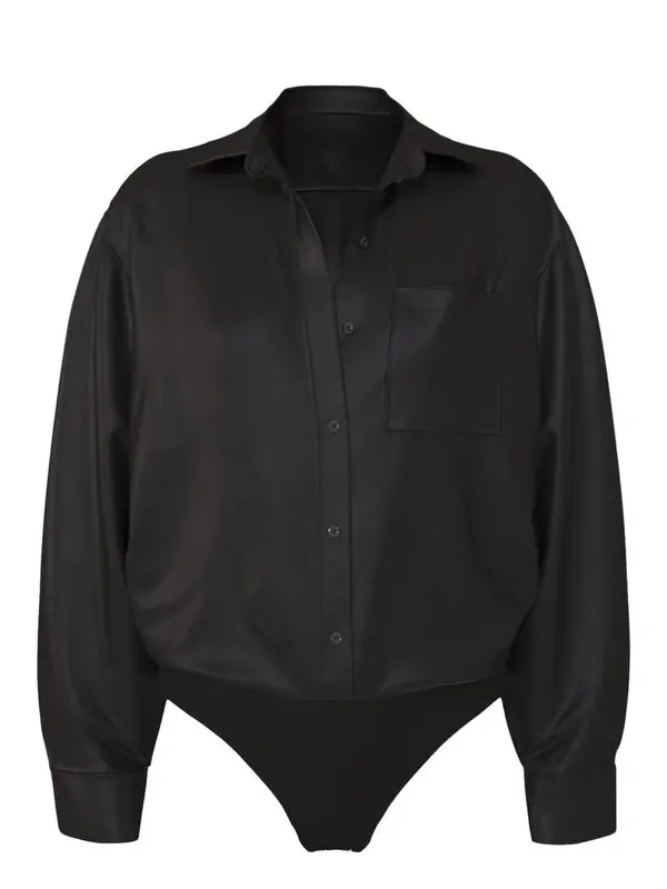 JD.JUNE Non-iron Cotton Button-up Bodysuit - Black