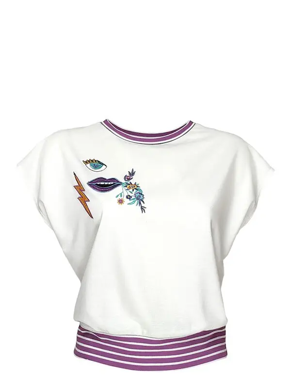 LALIPOP DESIGN Embroidered Cropped T-shirt - White