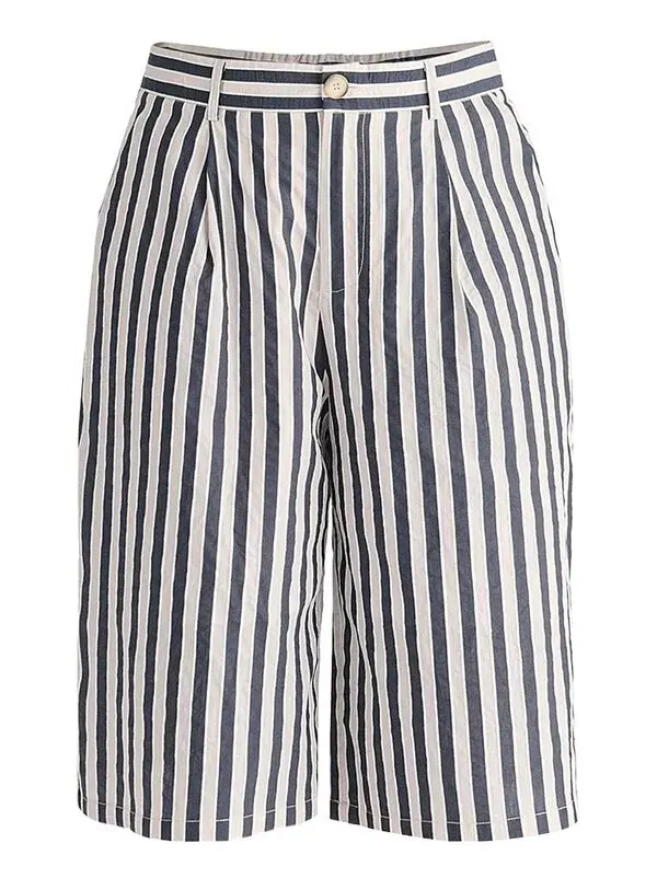 PAISIE Striped Bermuda Shorts - Black