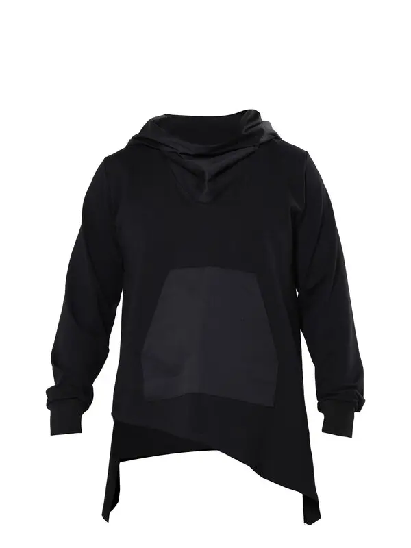 METAMORPHOZA Hooded Sweatshirt With Asymmetric Hem - Black