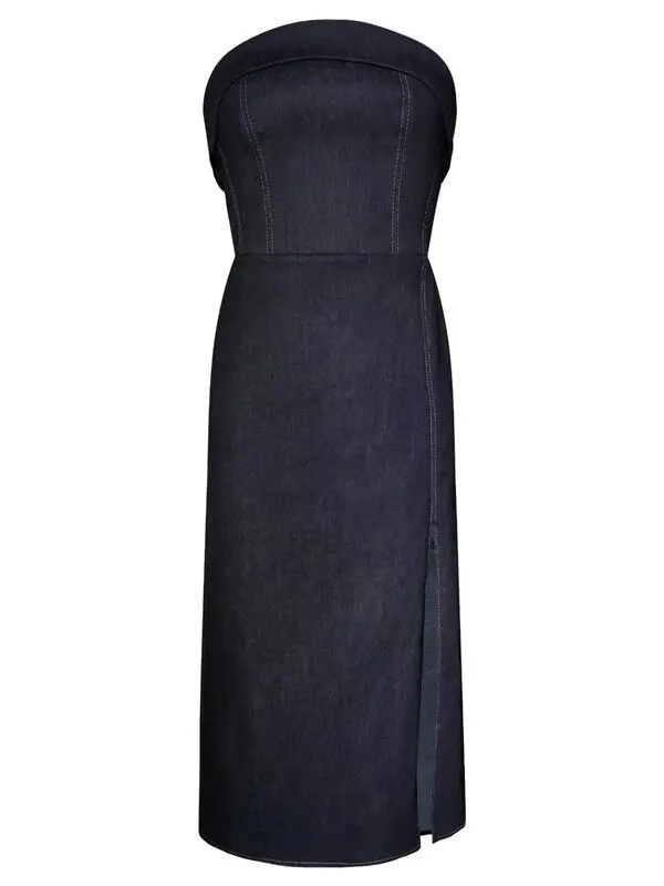 KATHY C VANG Callie Denim Midi Dress - Blue