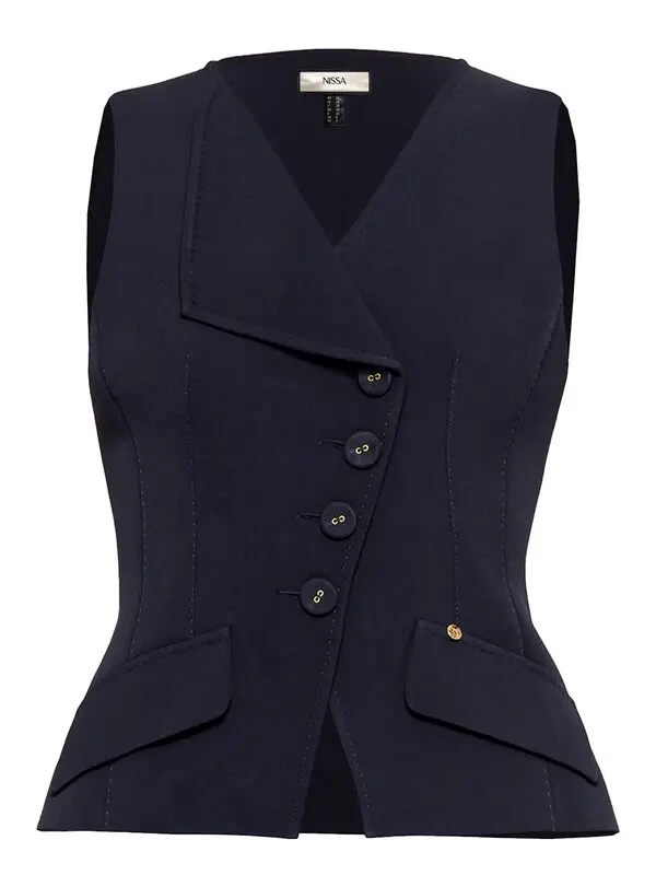 NISSA Single-breasted Tailored Vest - Blue