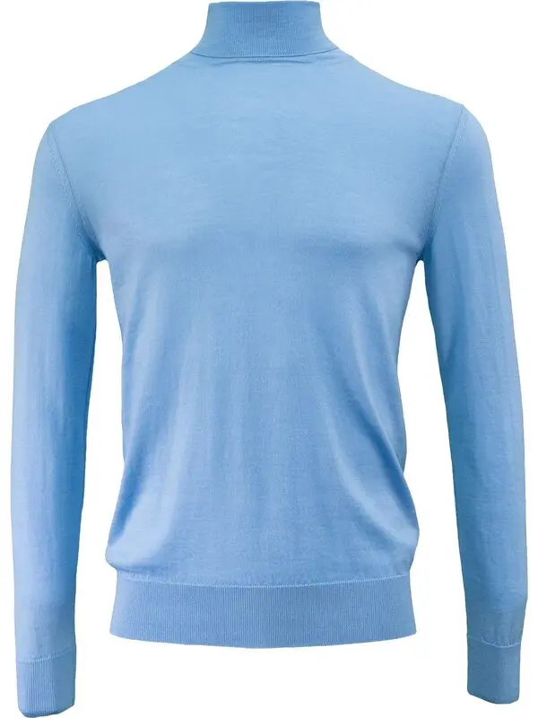 LORDS OF HARLECH Ronan Merino Turtleneck Sweater - Blue