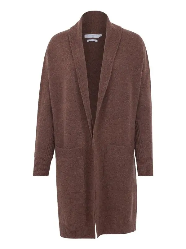 PAUL JAMES KNITWEAR Pure Lambswool Long Line Cardigan With Pockets - Brown