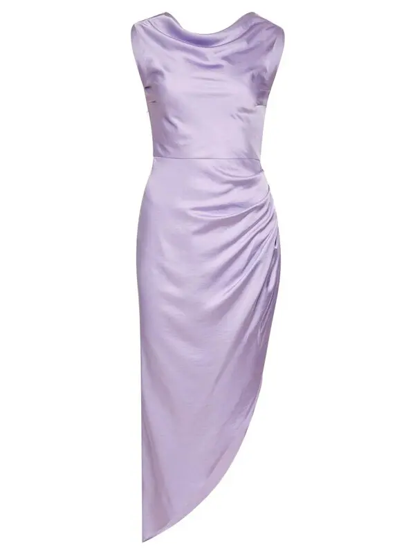 ALTERA LONDON Asymmetric Vest Satin Dress - Purple