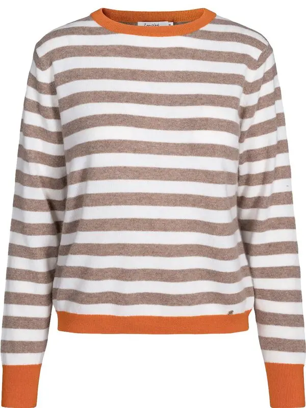 TIRILLM Sasha Striped Cashmere Pullover - Brown/white/orange