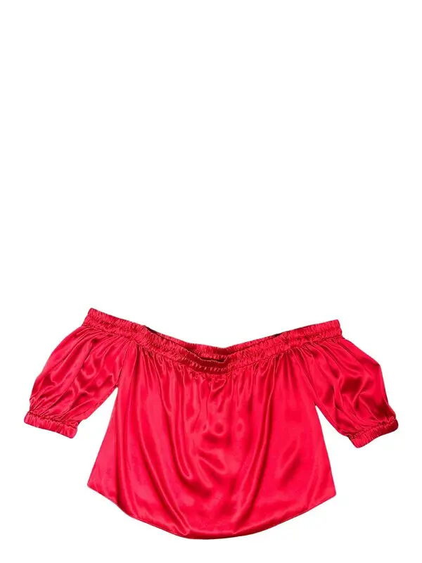 LINDSAY NICHOLAS NEW YORK Off-the-shoulder Silk Top - Red
