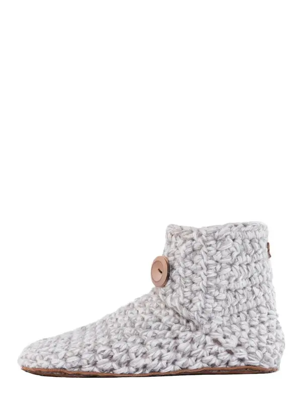 KINGDOM OF WOW Hand-crocheted Wool Boot Slippers - Beige