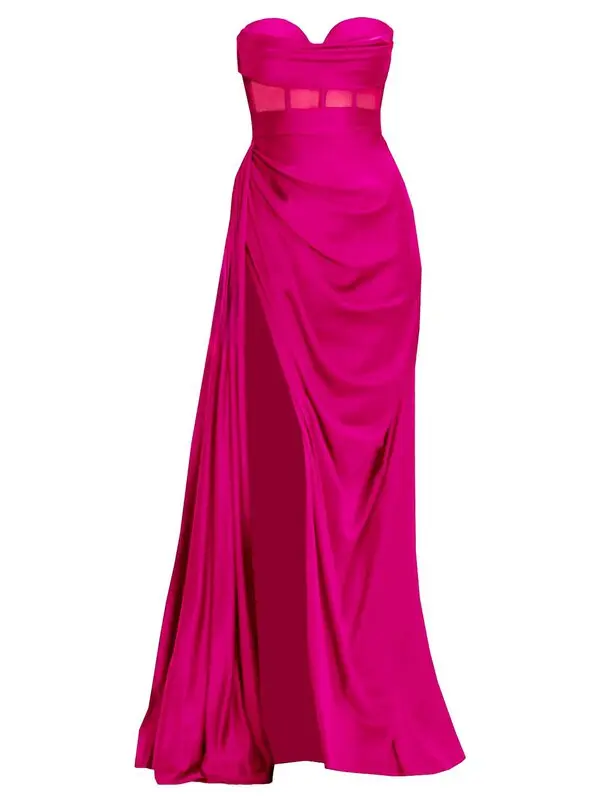 ANGELIKA JOZEFCZYK Satin Corset Napoli Evening Gown - Pink