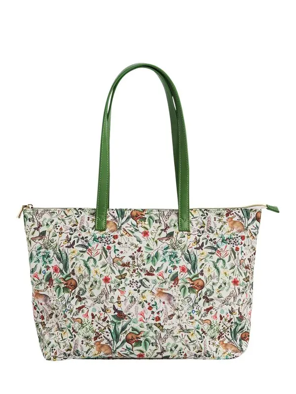 FABLE ENGLAND Floral Print Grab Tote Bag - Green