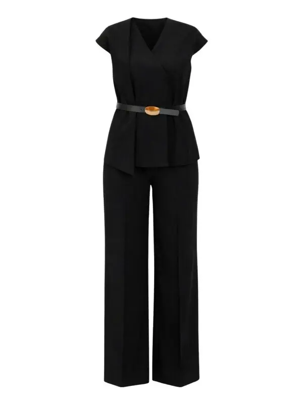 NUVV COLLECTION Blouse & Palazzo Trouser Set - Black