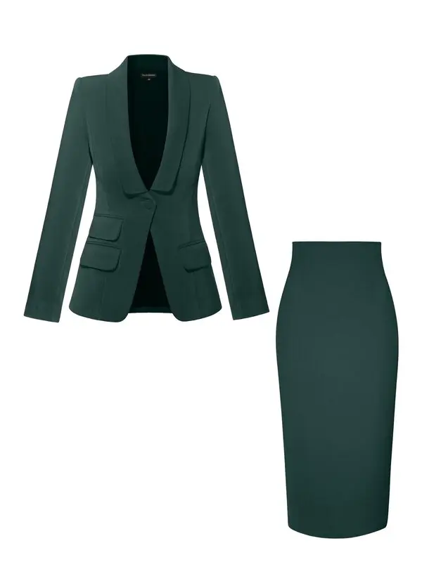 TIA DORRAINE Tailored Blazer And Skirt Suit - Green