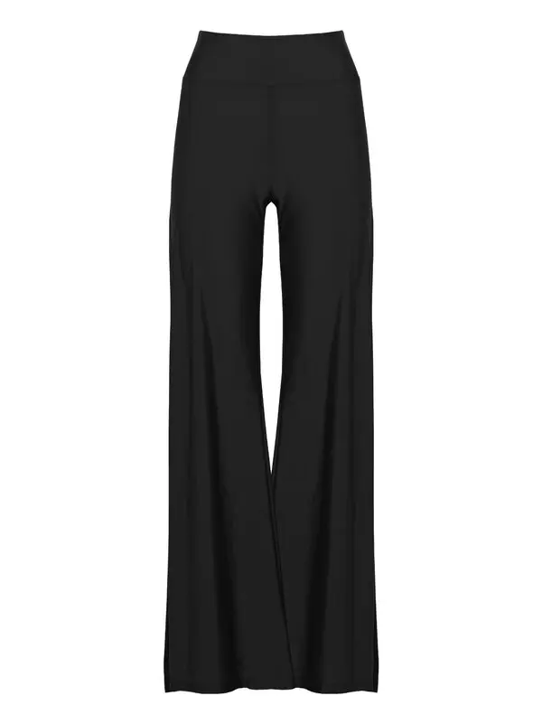 ANTONINIAS High Waisted Wide Leg Pants With Slit - Black