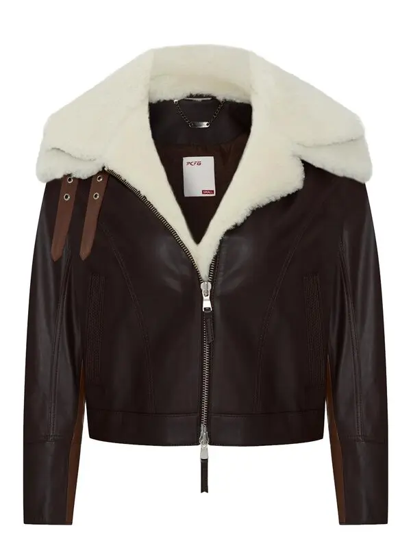 PCFG Double Collar Leather Jacket - Brown
