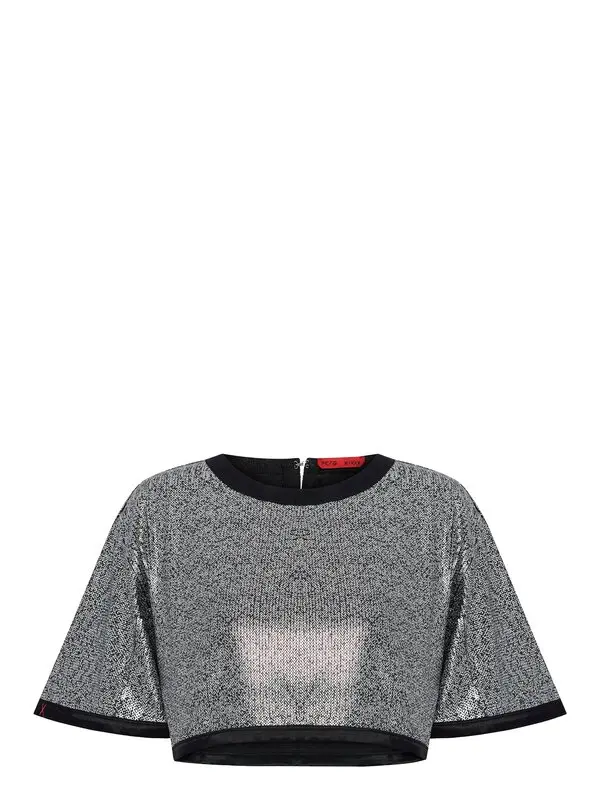 PCFG Sequin Embellished Cropped Top - Black
