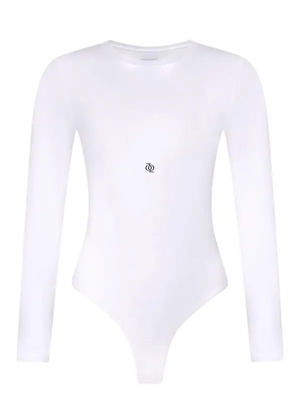 GOD SAVE QUEENS Second Skin Long Sleeve Crew-neck Bodysuit - White