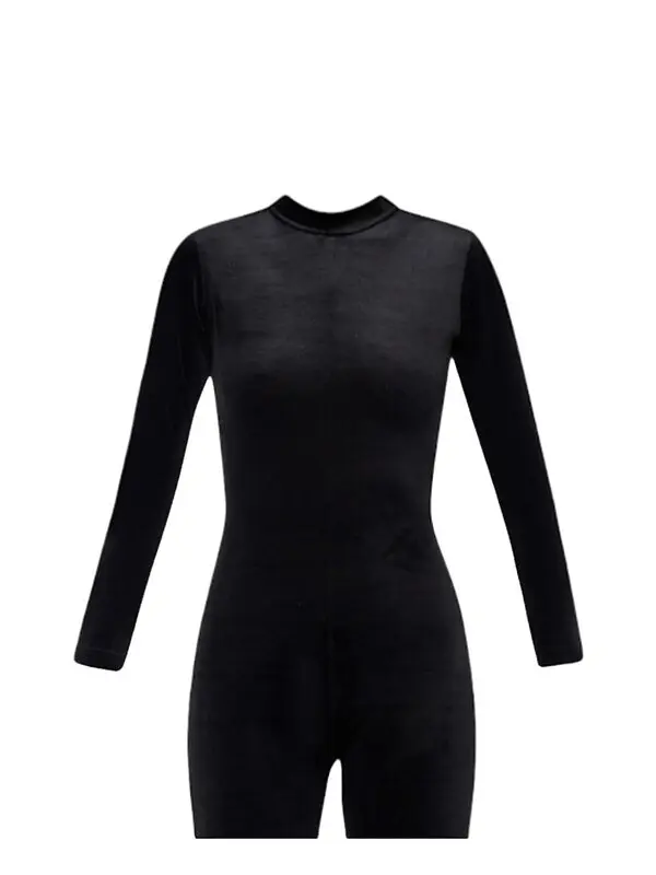 LIA ARAM Structured Velvet Catsuit - Black
