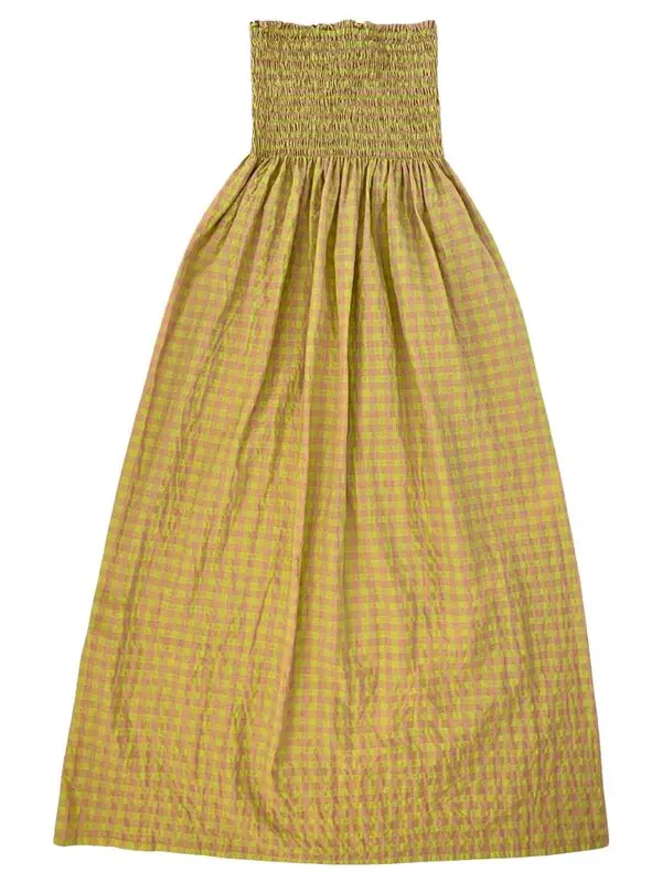 Pink Haley Ava Strapless Gingham Midi Dress - Yellow