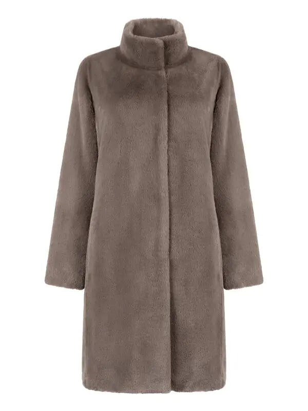 ISSY LONDON Bette Faux Fur Coat - Brown