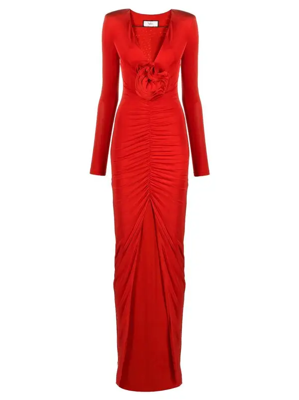 NISSA Floral-detailed Maxi Dress - Red