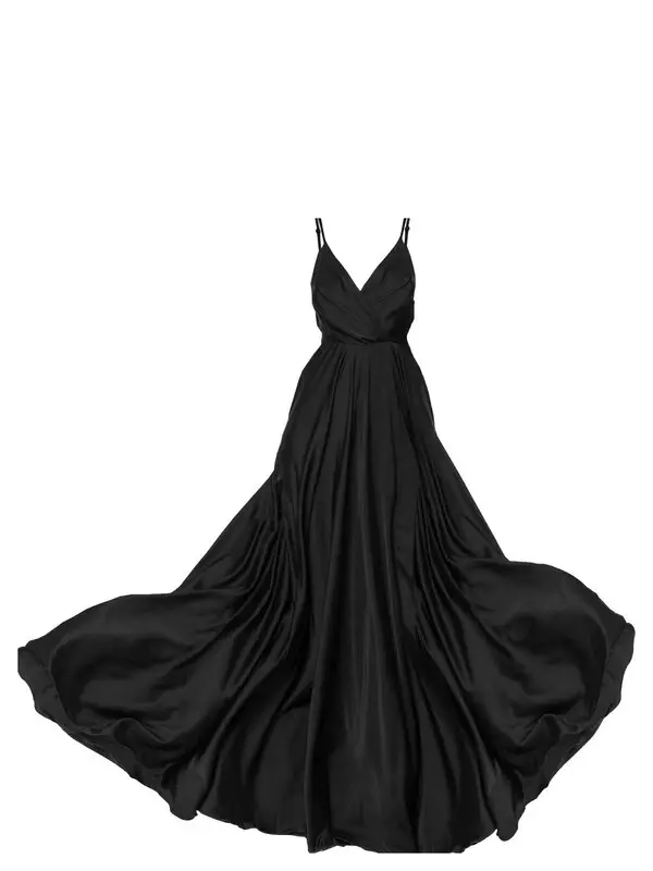 ANGELIKA JOZEFCZYK Satin Long Evening Gown - Black