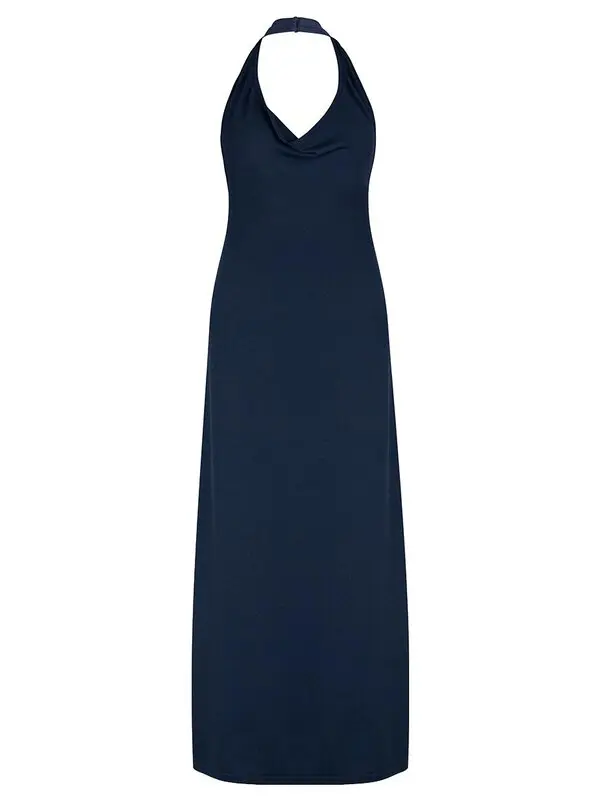ANEMOIA Cléa Knitted Halter Neck Open Back Dress - Blue