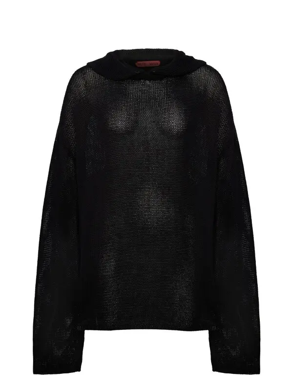 PCFG Knitted Hoodie With Woven Patch - Black