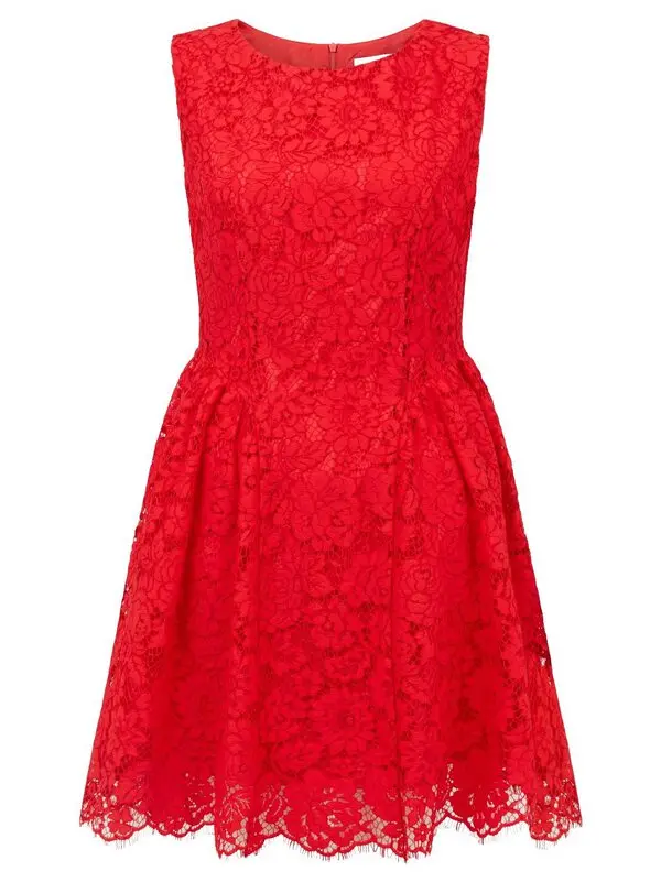 SOUR FIGS Floral Lace Mini Dress - Red