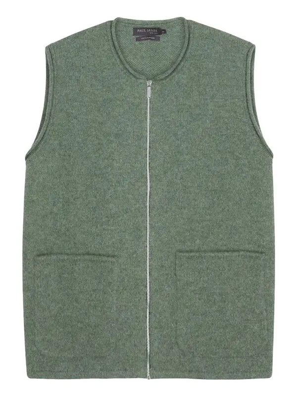 PAUL JAMES KNITWEAR Lambswool Knitted Gilet - Green