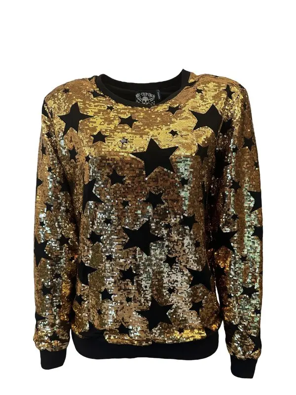 ANY OLD IRON Sequin Star Sweatshirt - Gold