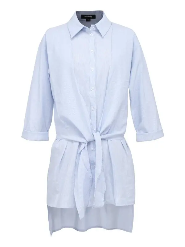 SMART AND JOY Long Shirt With Knotted Panels - Blue