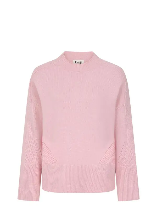 LOOP CASHMERE Ribbed Lofty Crewneck Cashmere Sweatshirt - Pink