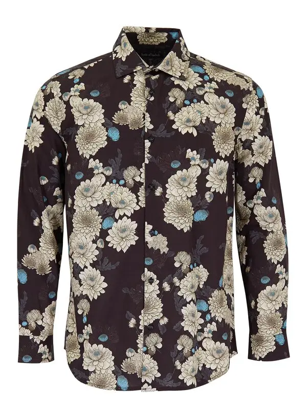 LORDS OF HARLECH Nigel Serious Floral Shirt - Black