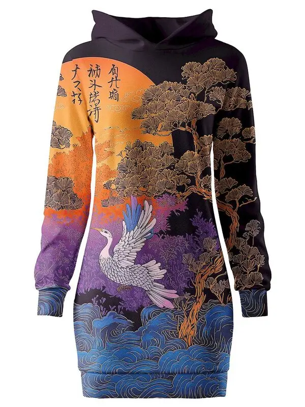 ALOHA FROM DEER Oversized Hoodie Dress - Blue/purple/orange